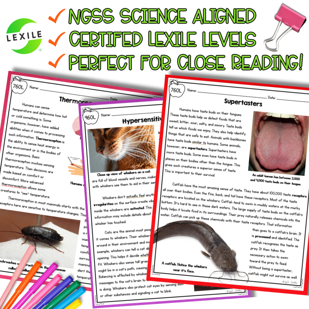Animal Senses 4-LS1-2 Science Differentiated Reading Passages | MagiCore