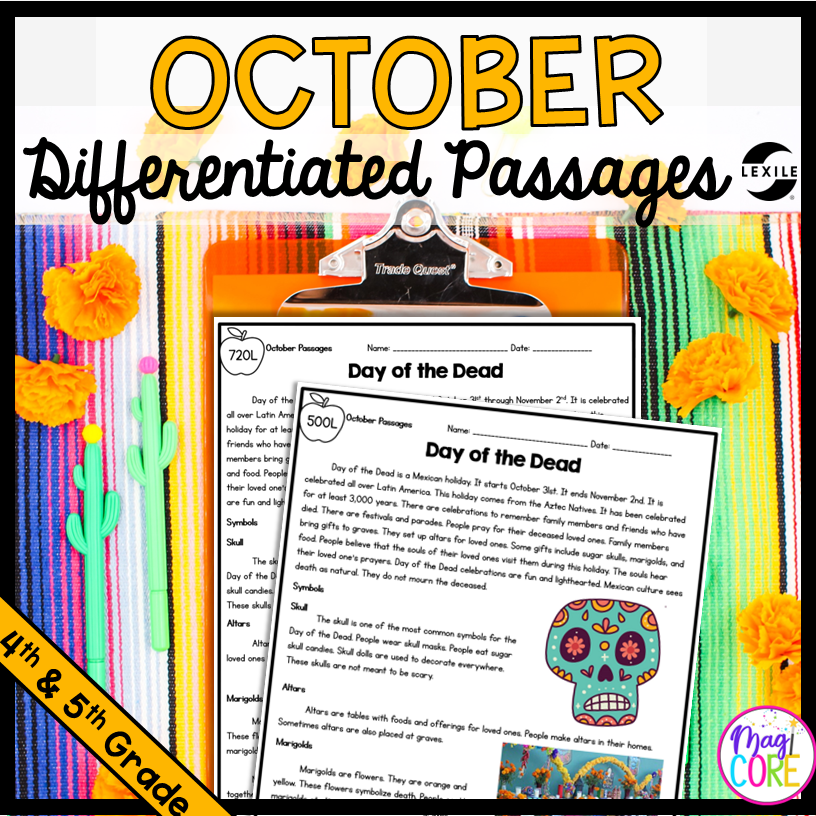October Differentiated Reading Passages 4th 5th Grade MagiCore October Differentiated Reading Passages 4th 5th Grade MagiCore