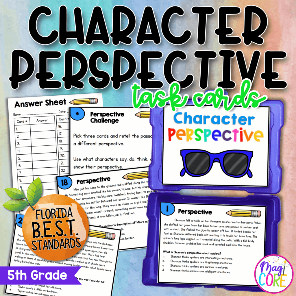 Character Perspective Task Cards - ELA.5.R.1.3 | MagiCore