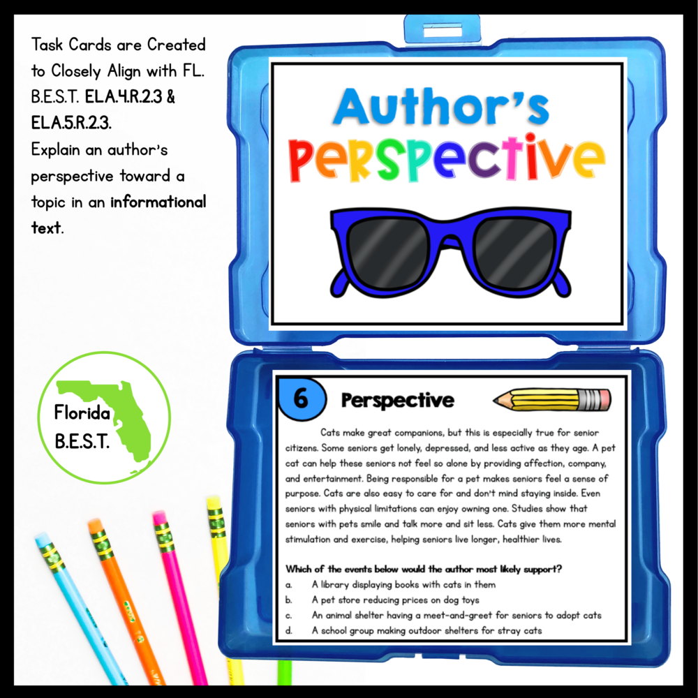 Author's Perspective Task Cards - 4th & 5th Grade - FL BEST | MagiCore
