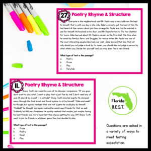 Florida BEST Reading Task Card Bundle 4th Grade | MagiCore