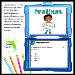 Prefixes Task Cards - 5th Grade FL BEST - ELA.5.V.1.2 | MagiCore