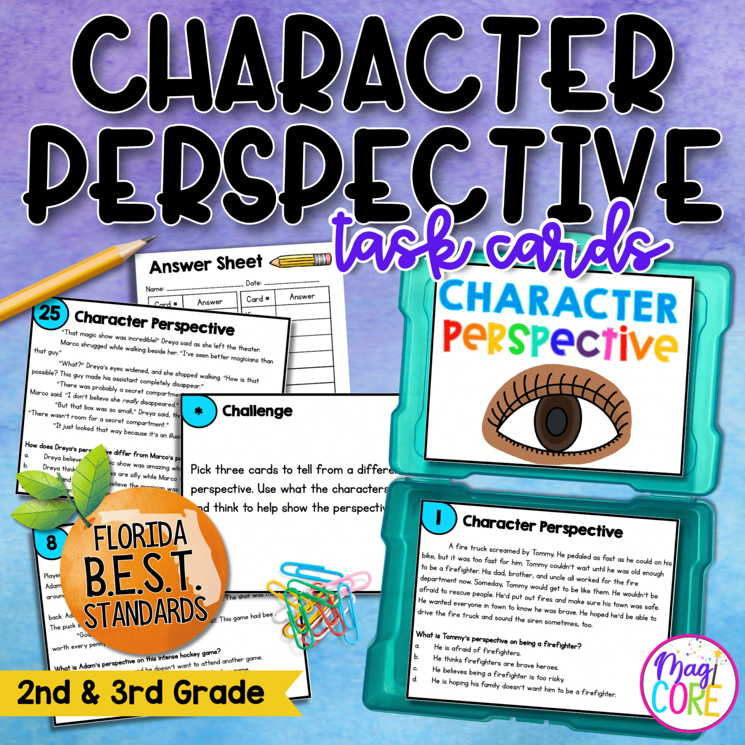 Character Perspective Task Cards - 2nd & 3rd Grade - FL BEST | MagiCore