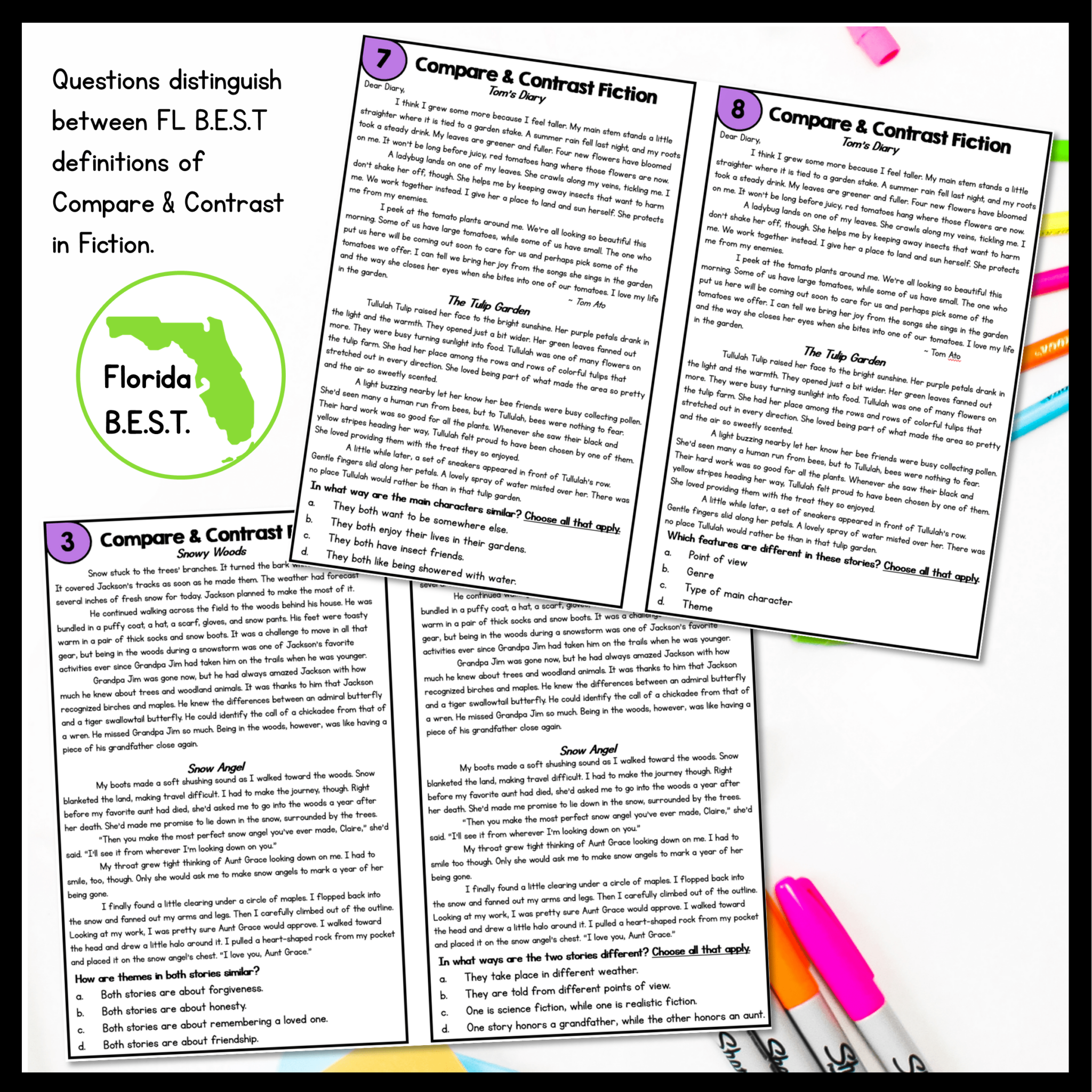 Compare and Contrast Fiction Task Cards - 2nd Grade | MagiCore