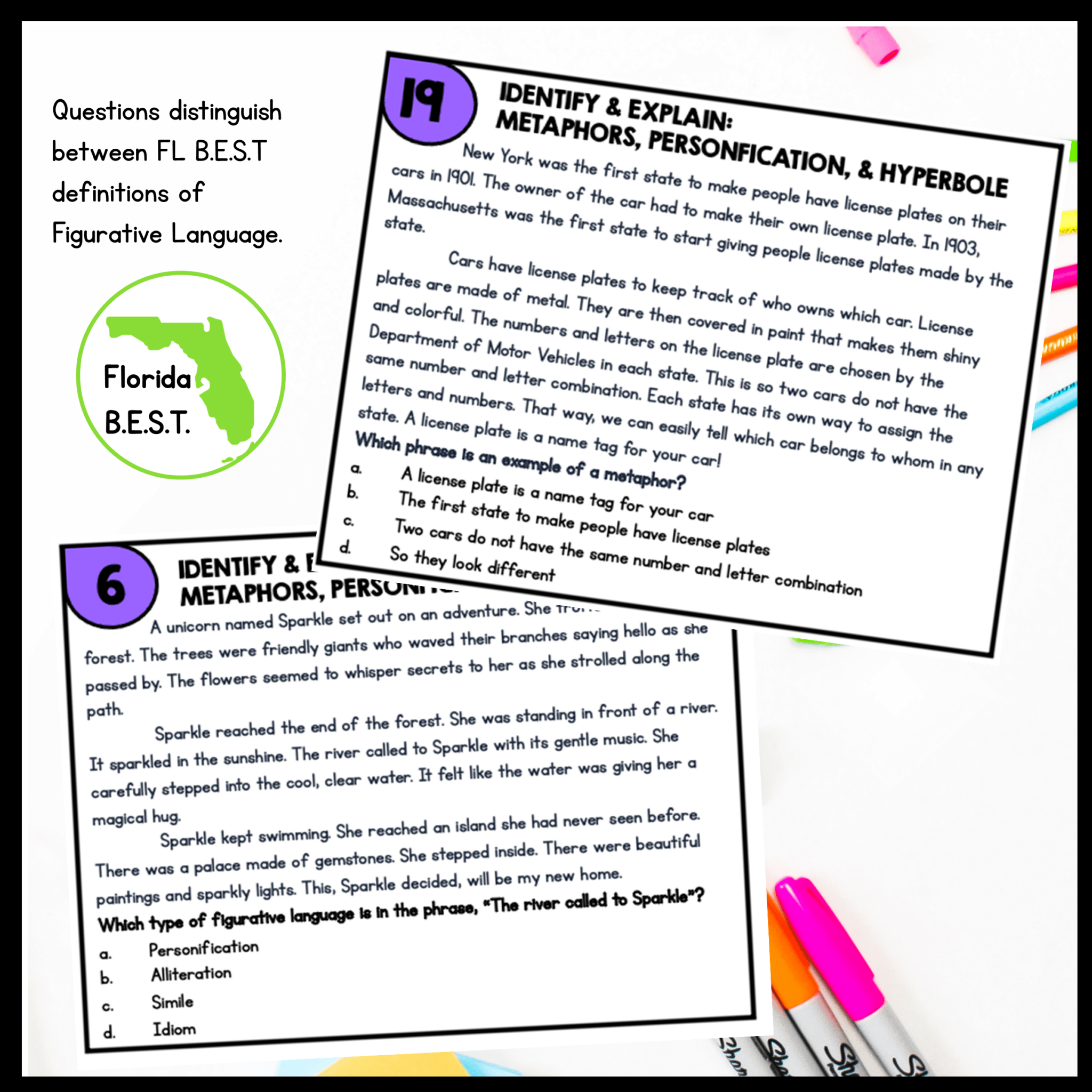 Figurative Language Task Cards - 3rd Grade - FL BEST | MagiCore