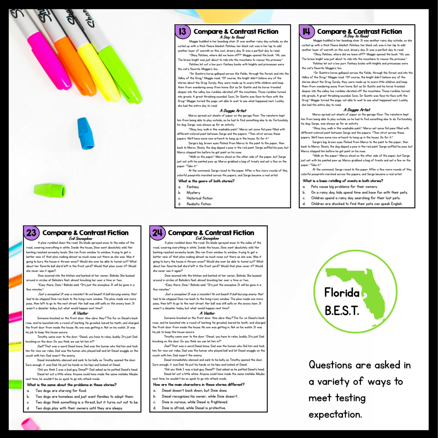 Compare and Contrast Fiction Task Cards - 2nd Grade | MagiCore