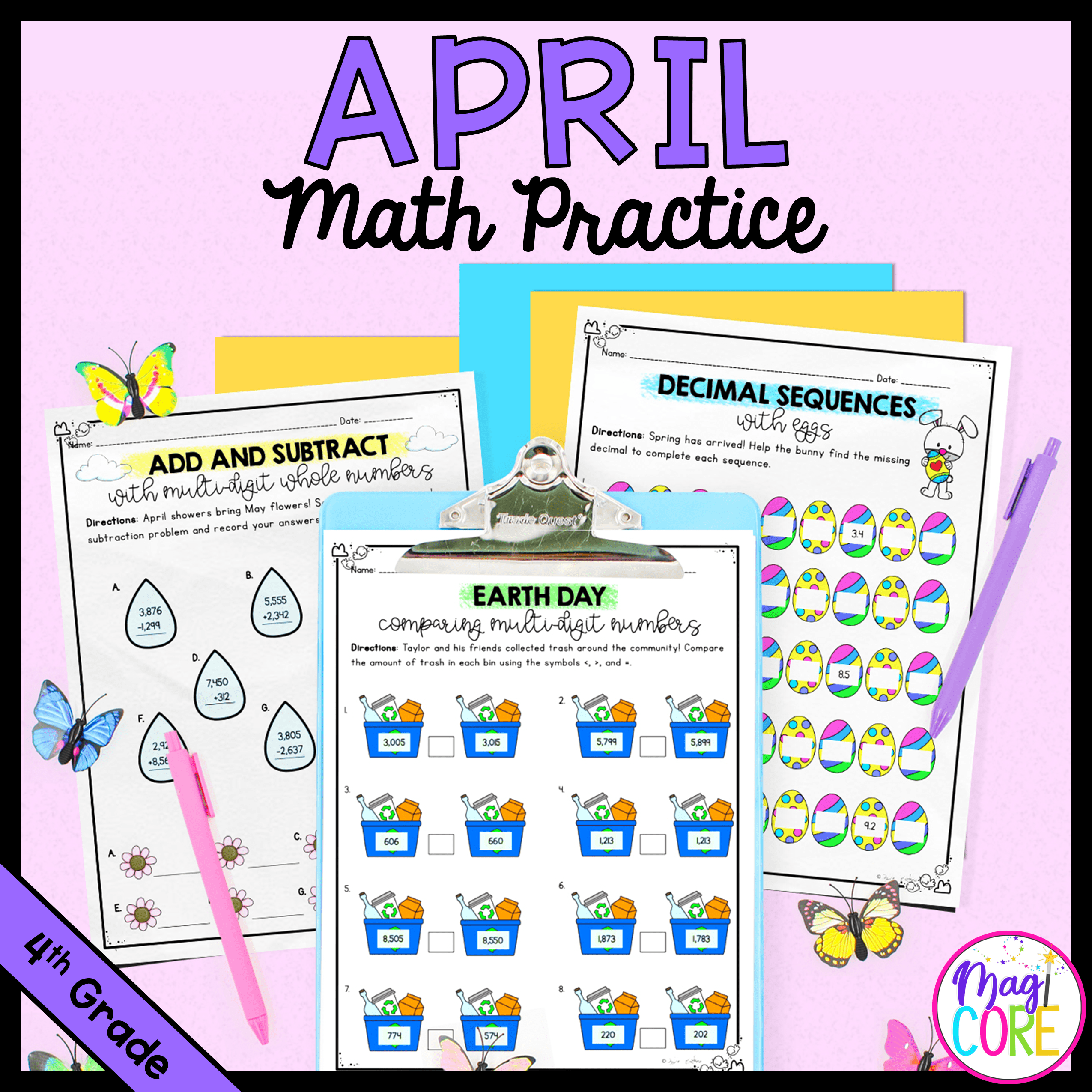 April Themed Math Practice 4th Grade MagiCore April Themed Math Practice 4th Grade MagiCore
