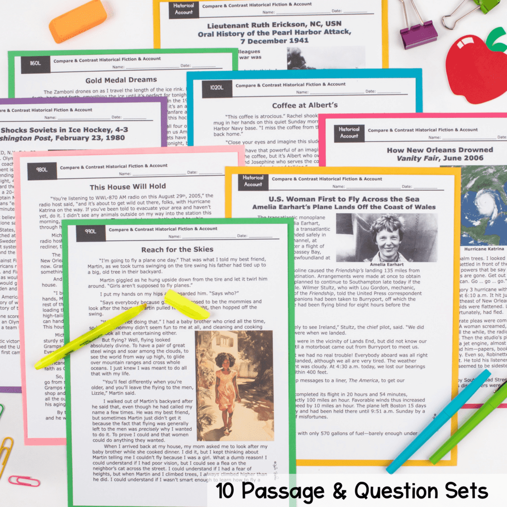 Compare & Contrast Historical Fiction & Real Accounts 7th Grade | MagiCore