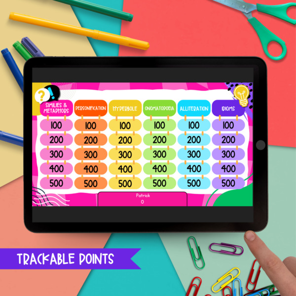 Jeopardy Figurative Language Reading Comprehension Review | MagiCore