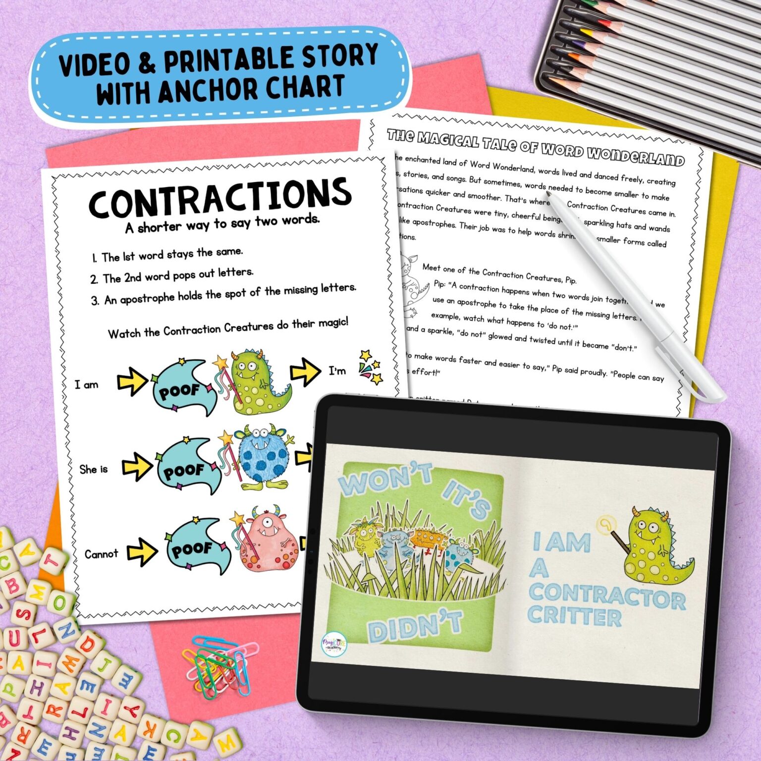 Contractions Practice Worksheets Grammar Lessons | MagiCore