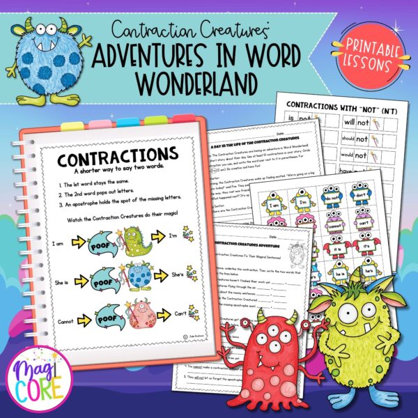 Contractions Practice Worksheets Grammar Lessons | MagiCore