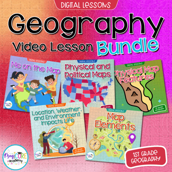 Geography Digital Social Studies Lessons - 1st Grade Bundle | MagiCore