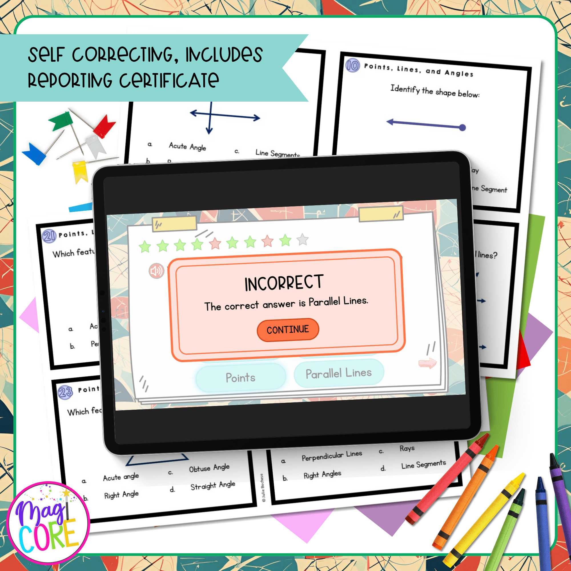 Draw Points, Lines, & Line Segments Task Cards 4.G.A.1 | MagiCore